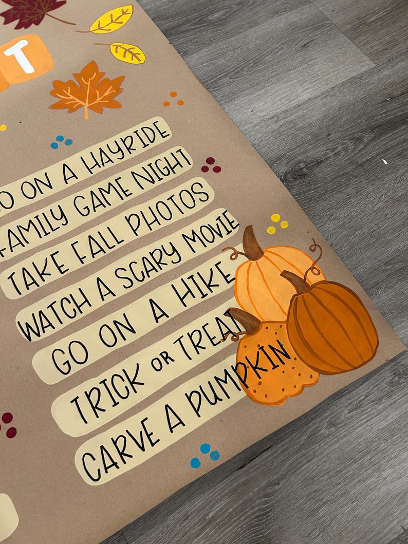 Fall Bucket List Banner| Mini Banner | Customized Banner | Hand-painted ...