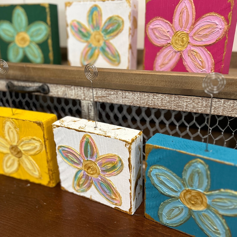 Wood Block Flower - Etsy