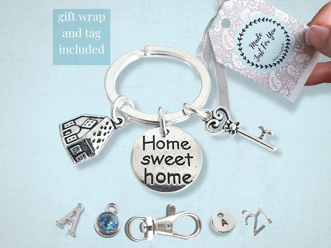 New Home Keyring, Home Sweet Home Keychain, Personalised New Home Gift ...