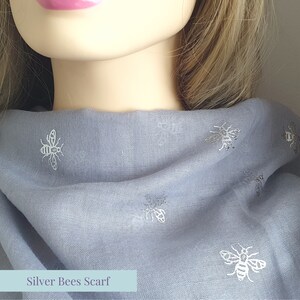 Bee Scarf in A Box, Customised Silver Foiled Honeybee Print Wrap ...