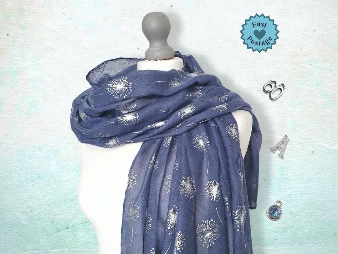 Dandelion Scarf in A Gift Box, Womens Silver Foiled Wrap, Mum Grandma ...