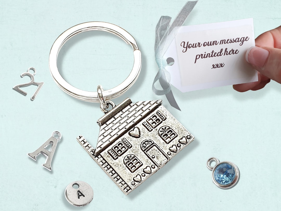 Personalised House Keyring: New Homeowner Gift, Silver Plated Charm ...