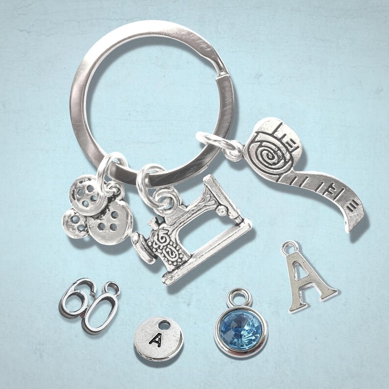 Sewing Charm Keyring Personalised Letterbox Gift Dressmaker - Etsy