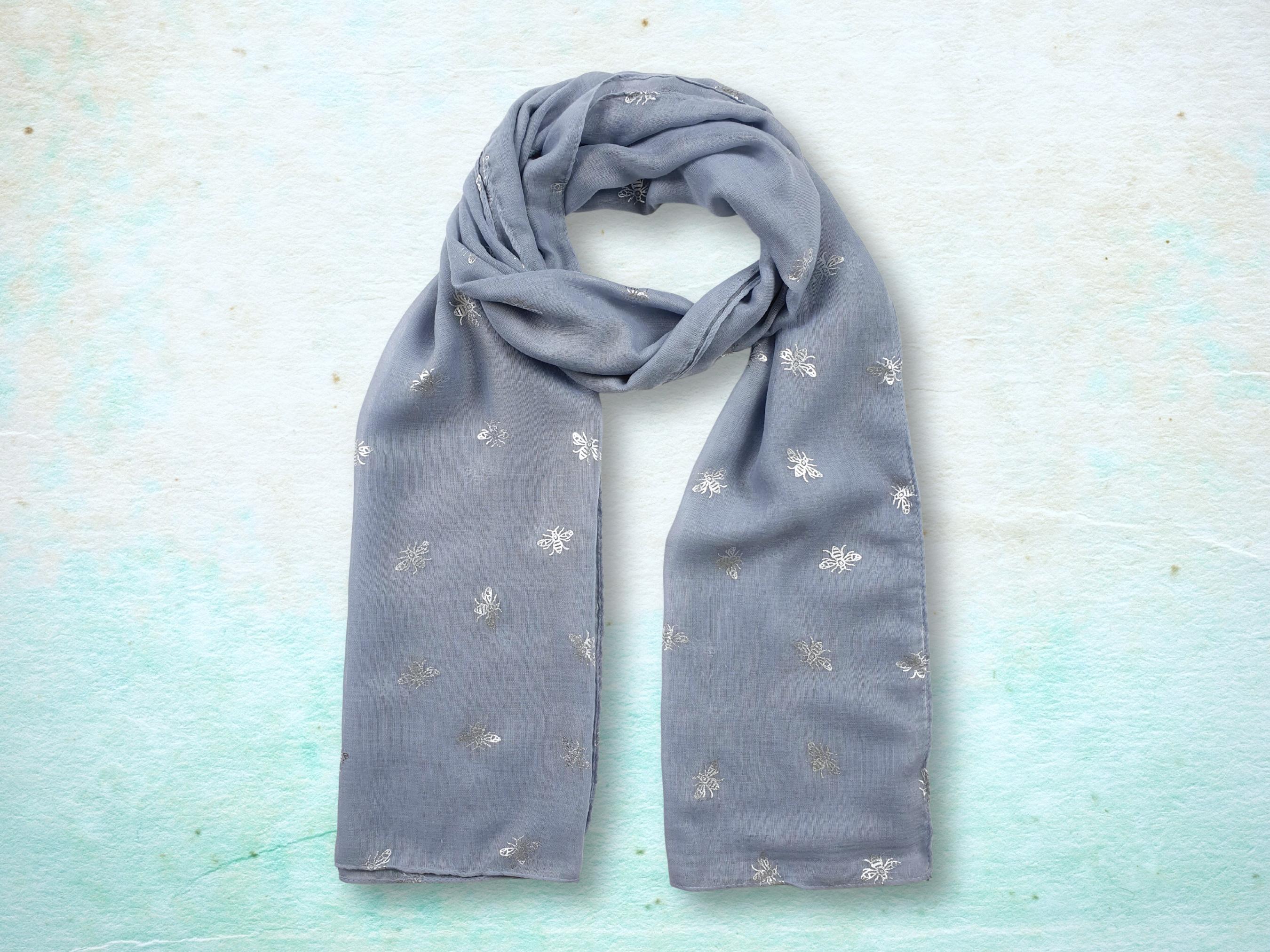 Bee Scarf in A Box, Customised Silver Foiled Honeybee Print Wrap ...