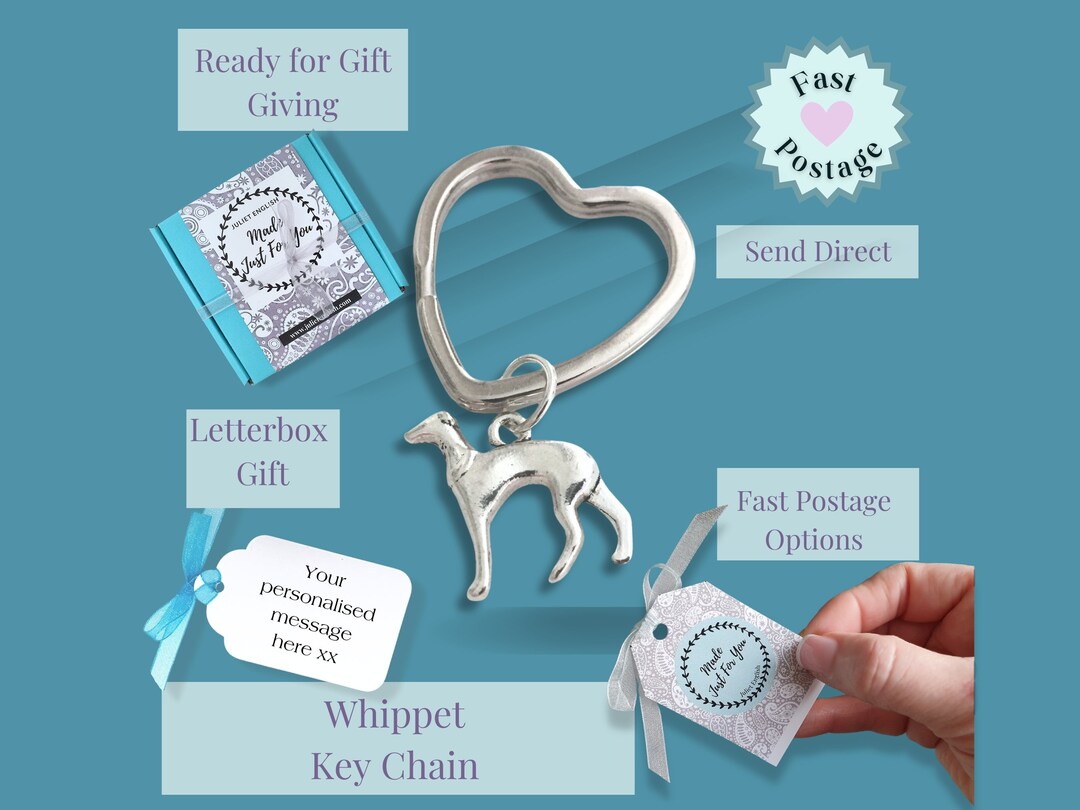 Personalised Whippet Key Ring, Greyhound Gift, Lurcher Bag Charm, Irish ...