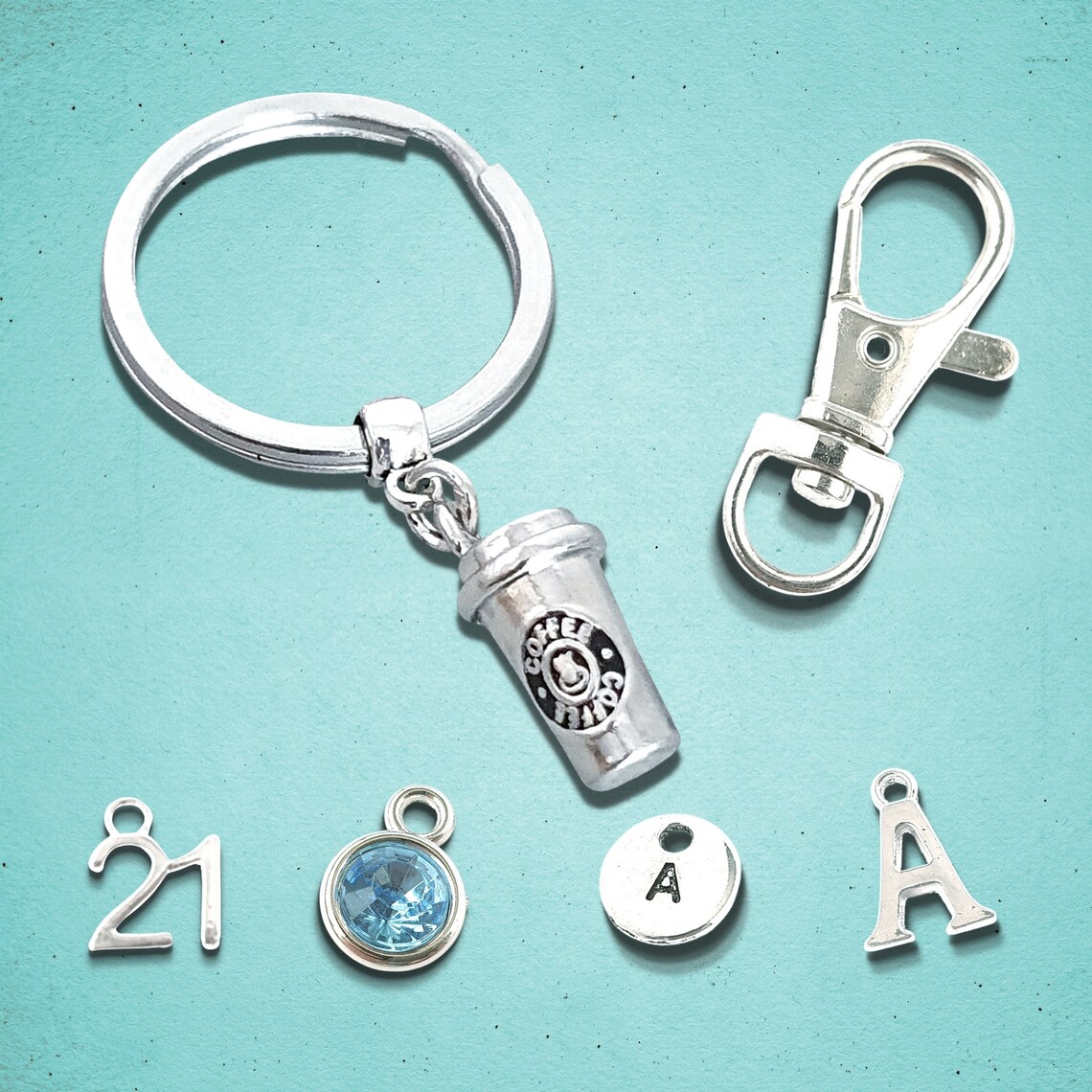 Coffee Cup Keyring Personalised Coffee Lovers Gift Coffee - Etsy