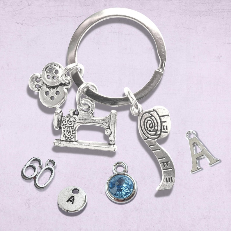 Sewing Charm Keyring Personalised Letterbox Gift Dressmaker - Etsy