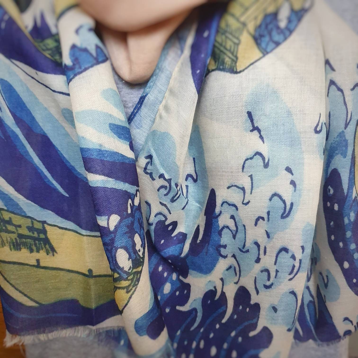 Great Wave Scarf Ladies Personalised Letterbox Art Lover - Etsy UK