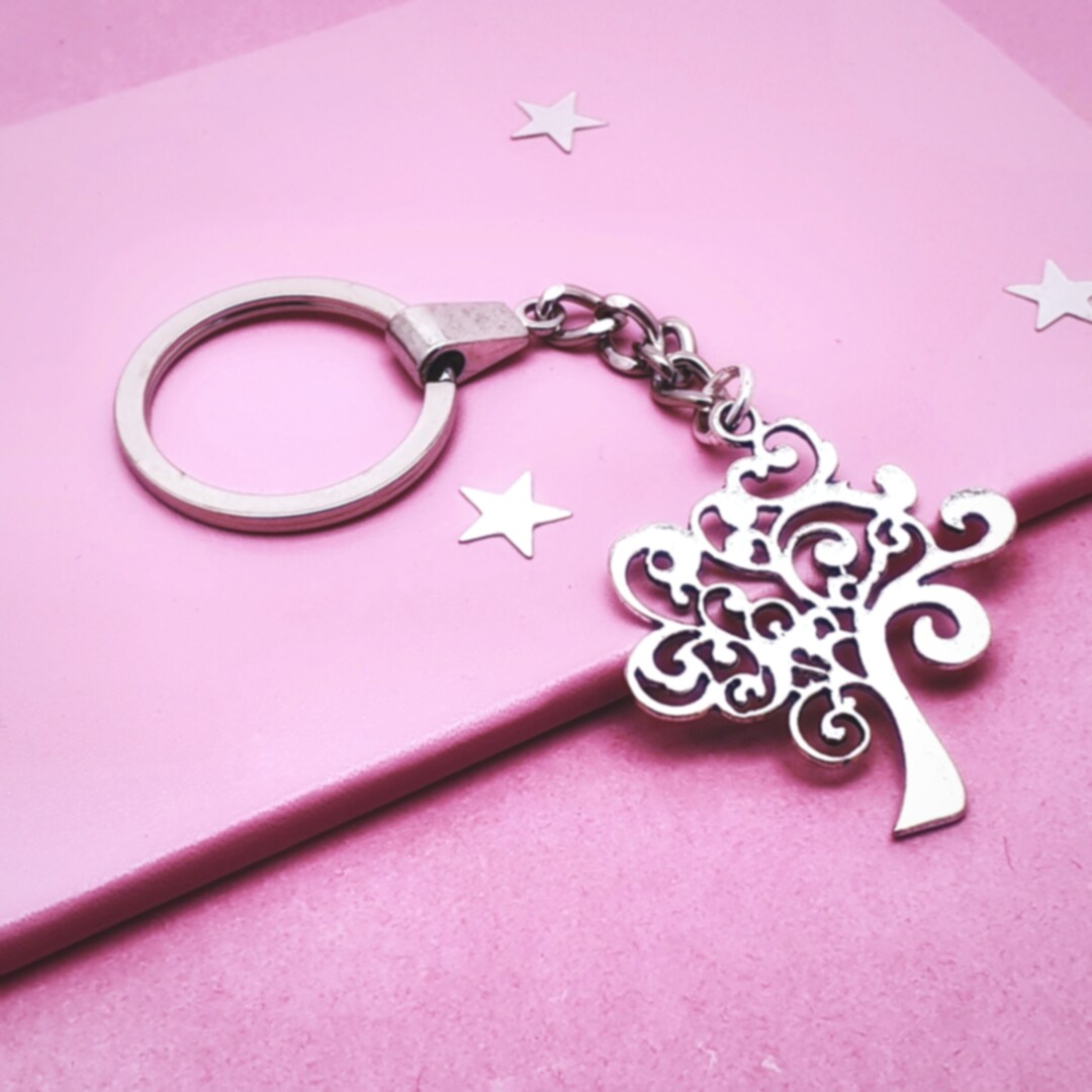 Tree of Life Keyring: Silver Plated Bag Charm, Personalised Gift - Etsy UK