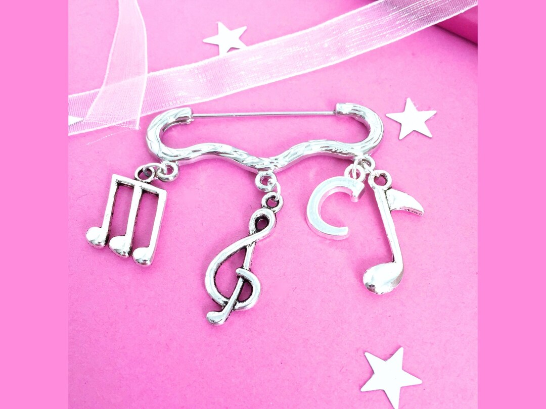 Music Brooch, Music Lover Brooch, Musician Brooch, Musical Notes Charm ...