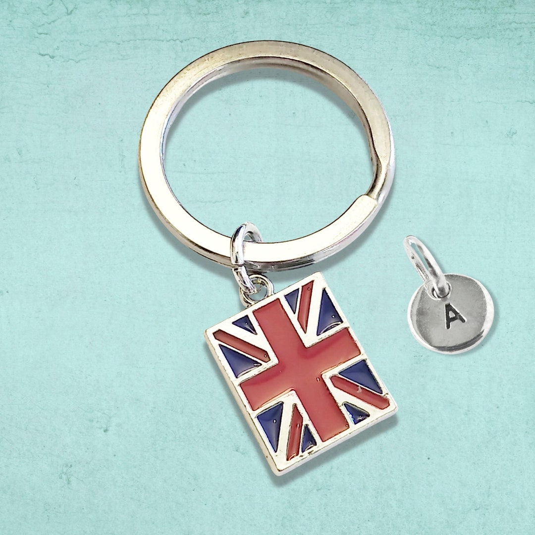 Union Jack Flag Charm Keyring, Personalised Gifts, UK Great Britain ...