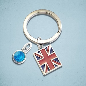 Union Jack Flag Charm Keyring, Personalised Gifts, UK Great Britain ...