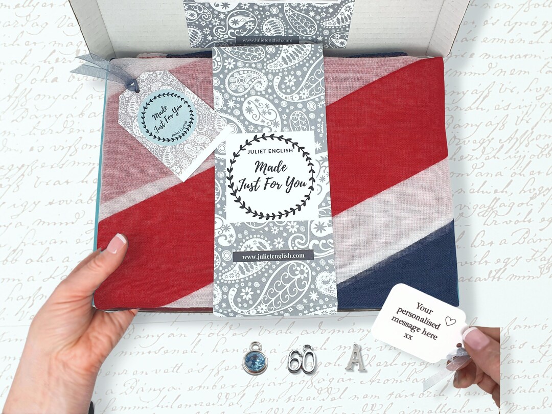 Union Jack Scarf in a Box, British Flag Scarf, Personalised Gift ...