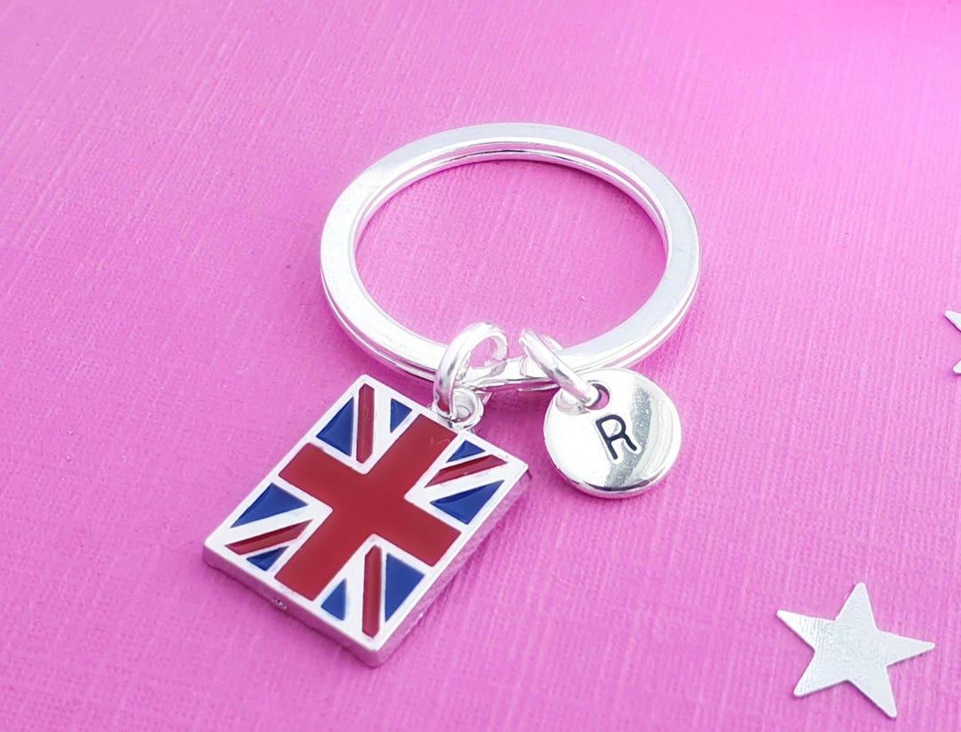 Union Jack Flag Keyring: Personalised Initial Charm, UK Gift - Etsy UK