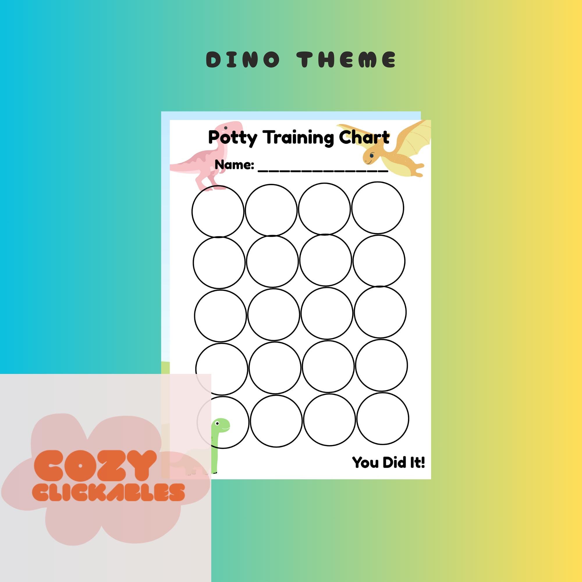 Potty Training Chart – Dinosaur Theme | Toddler Toilet Training ...