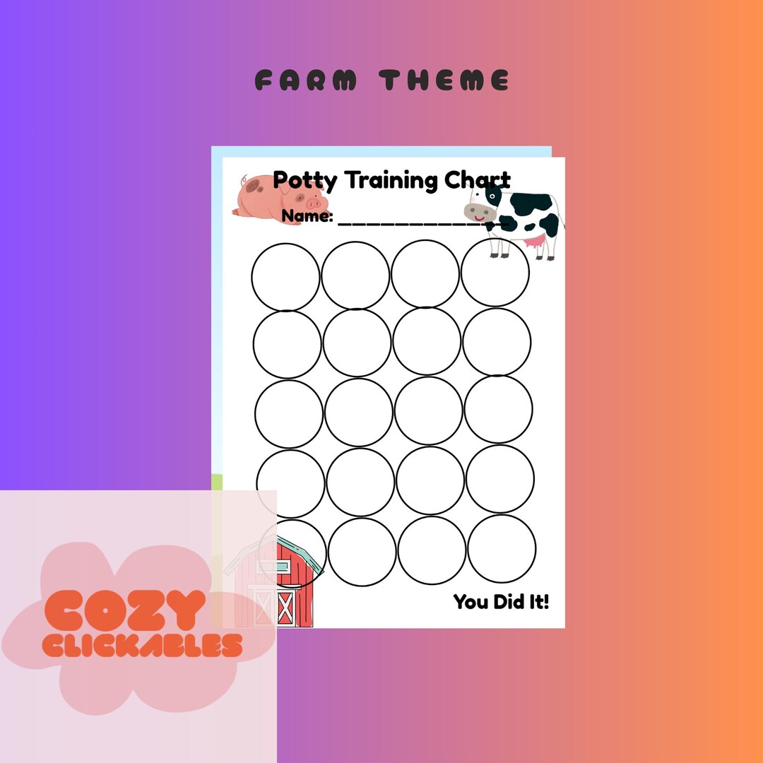 Potty Training Chart – Farm Theme | Printable Potty Reward Chart for ...