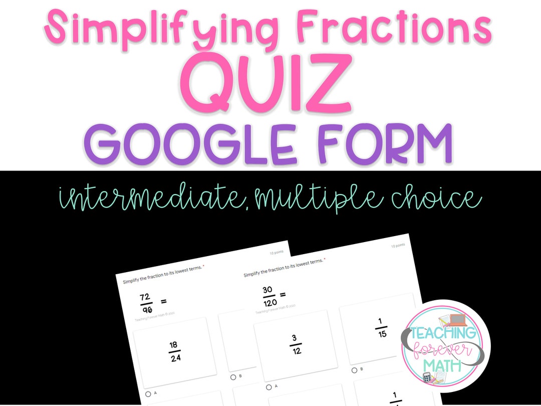 Simplifying Fractions - Intermediate With Multiple Choice - Etsy