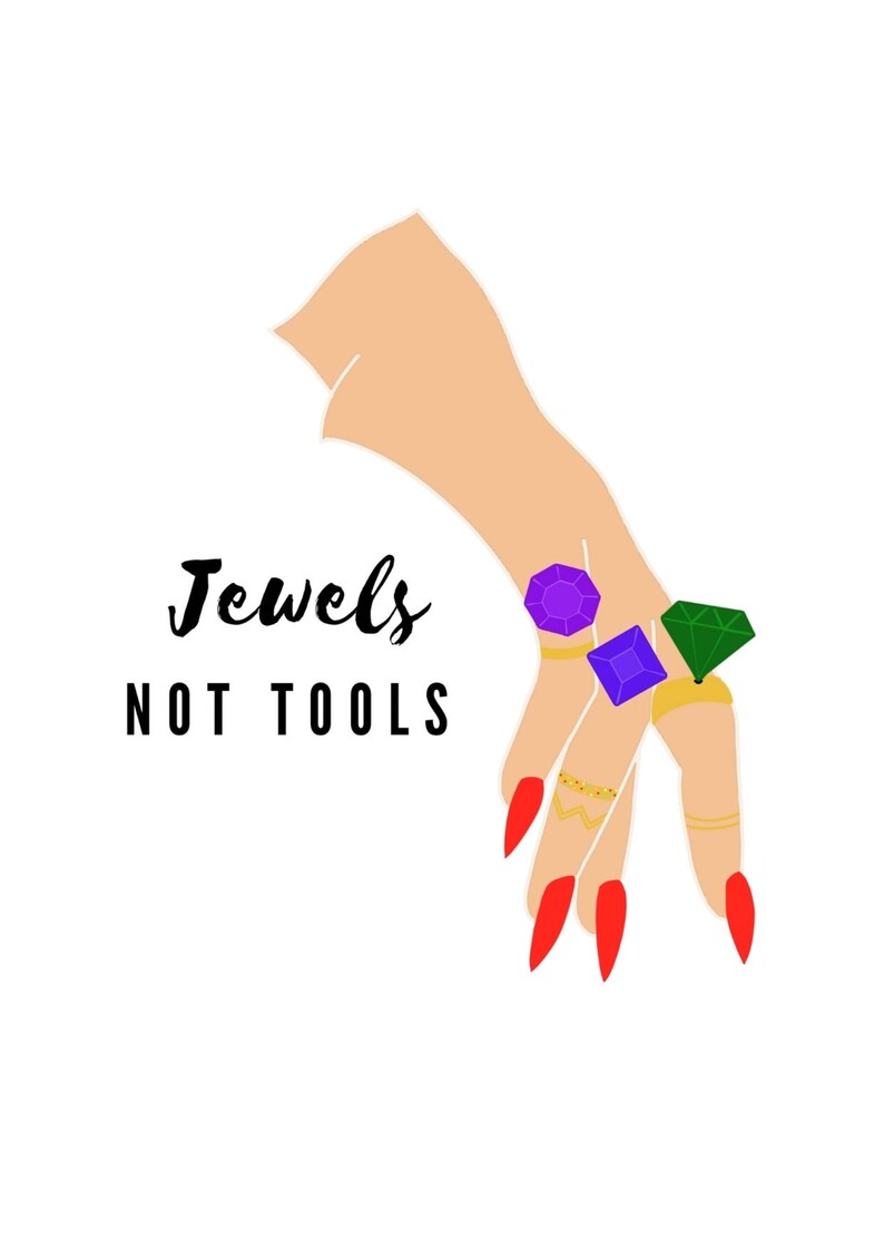 Nail Tech Art | Jewels Not Tools | White Background | Wall Art ...