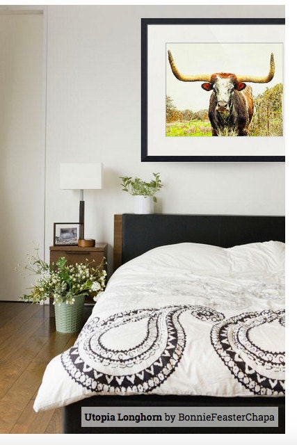 Texas Longhorn Utopia Farm Animal Wall Art Limited Edition Giclee Print ...