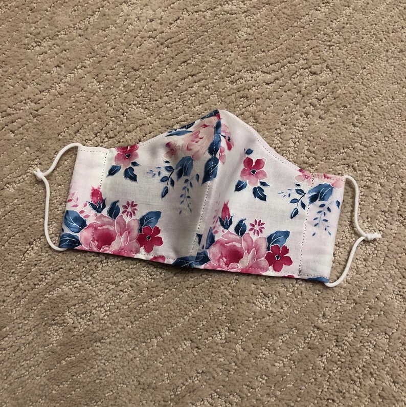 Asian Florals and Pink Metallics Face Mask With Filter Pocket | Etsy