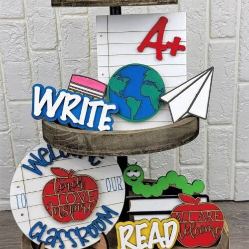 DIY Back to School Tiered Tray Set Paint Your Own Back to | Etsy