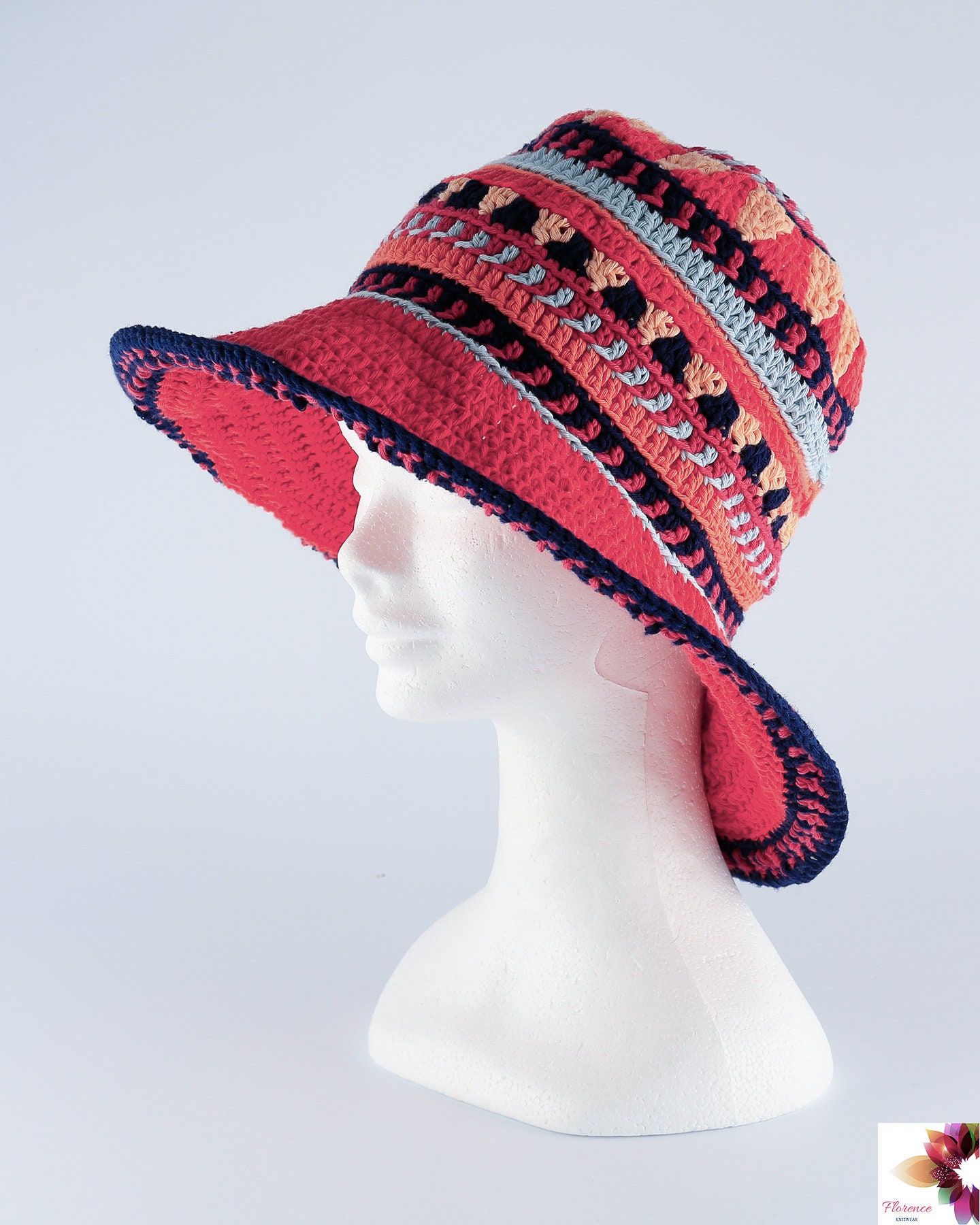 Spring Summer Hat Bucket Hat Cotton Hat Striped Hat - Etsy