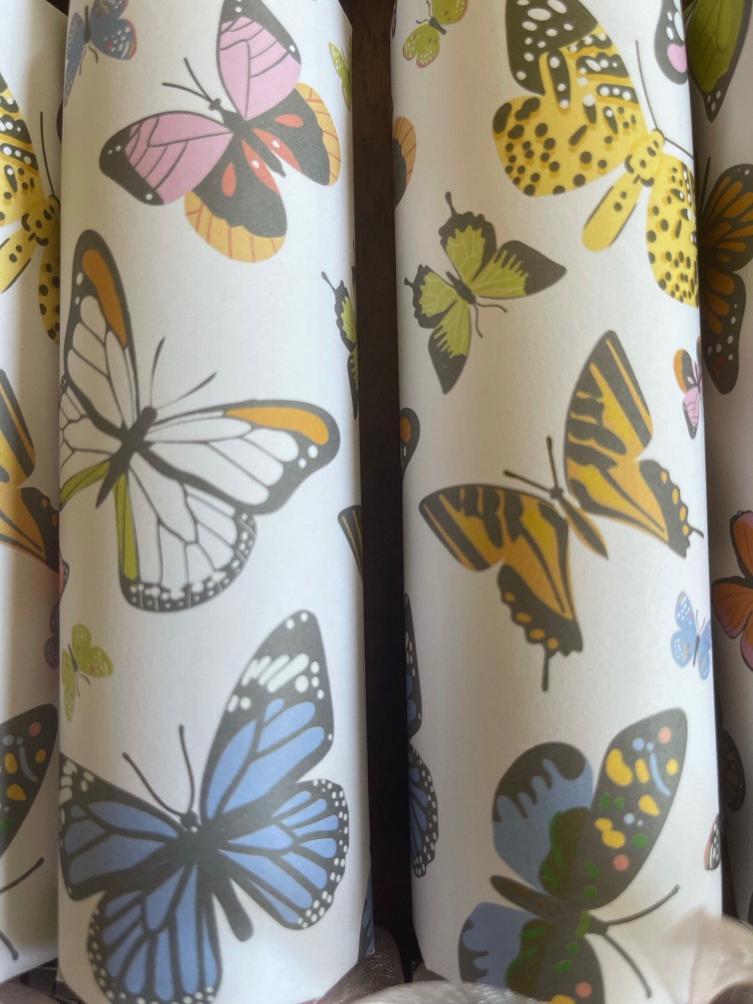 Butterfly Crackers, White With Colorfull Butterflies and Light Pink ...