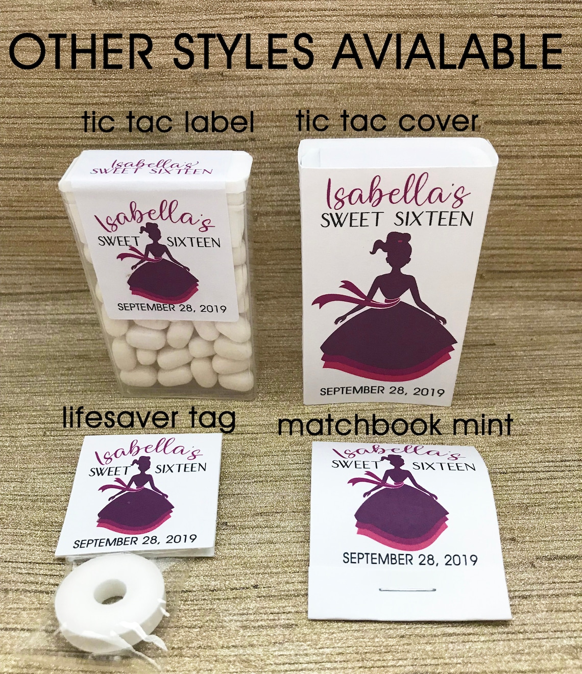 Sweet 16 Tic Tac Labels. Quinceanera Tic Tac Stickers. Quince - Etsy
