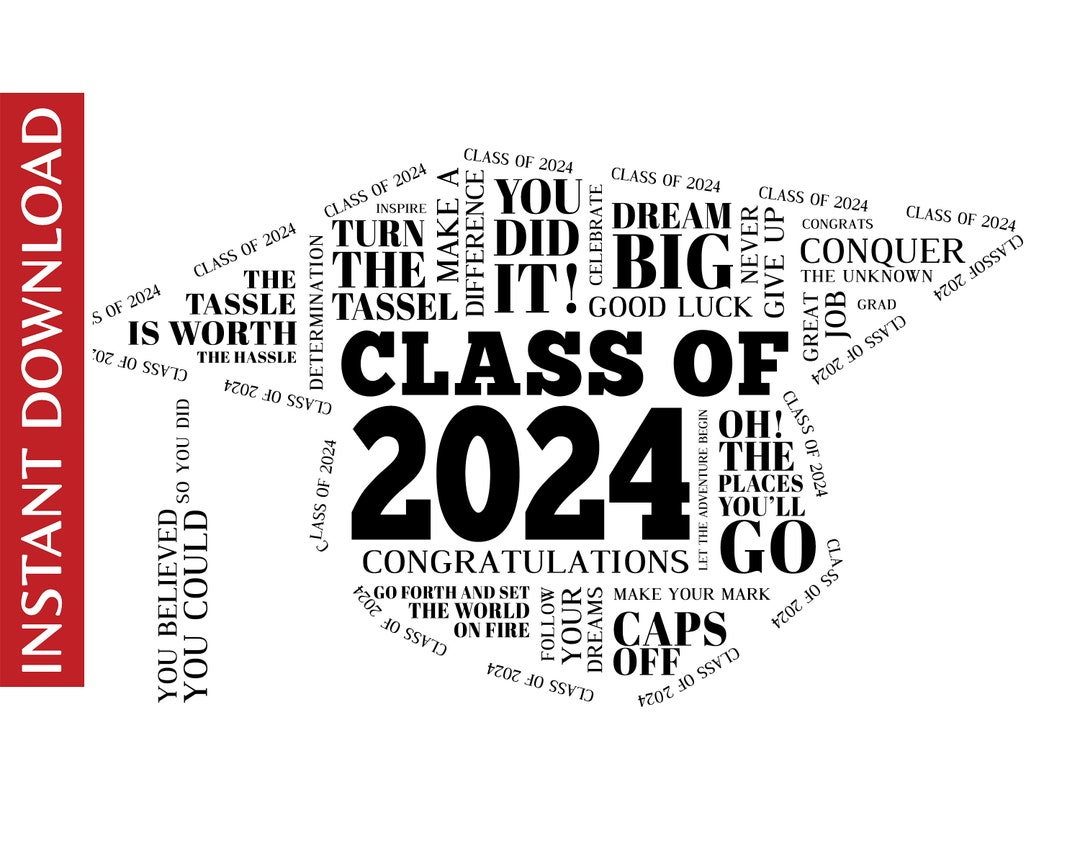 2024 Graduation Word Art. High School College Graduation Gift. Digital ...