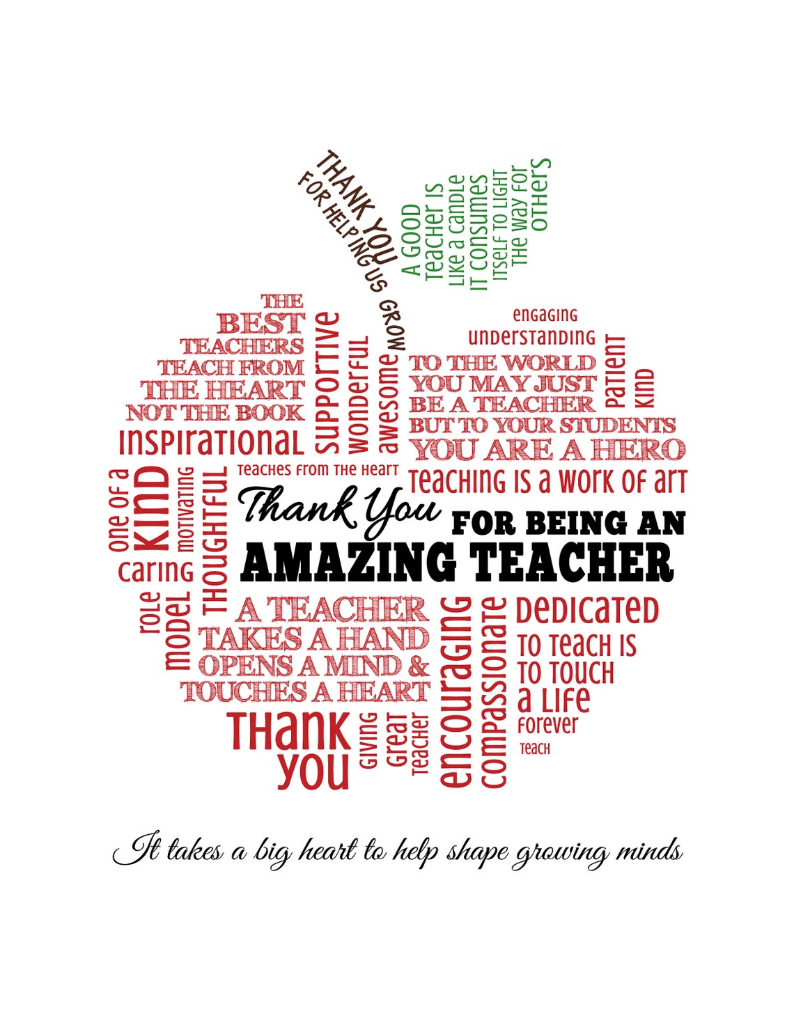 Teacher Appreciation Printable. Iron on Transfer. Apple Word - Etsy