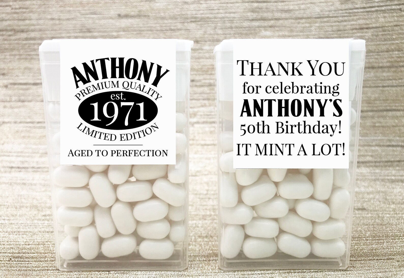 Adult Birthday Party Favors for Guys. Aged to Perfection Tic Tac Labels ...