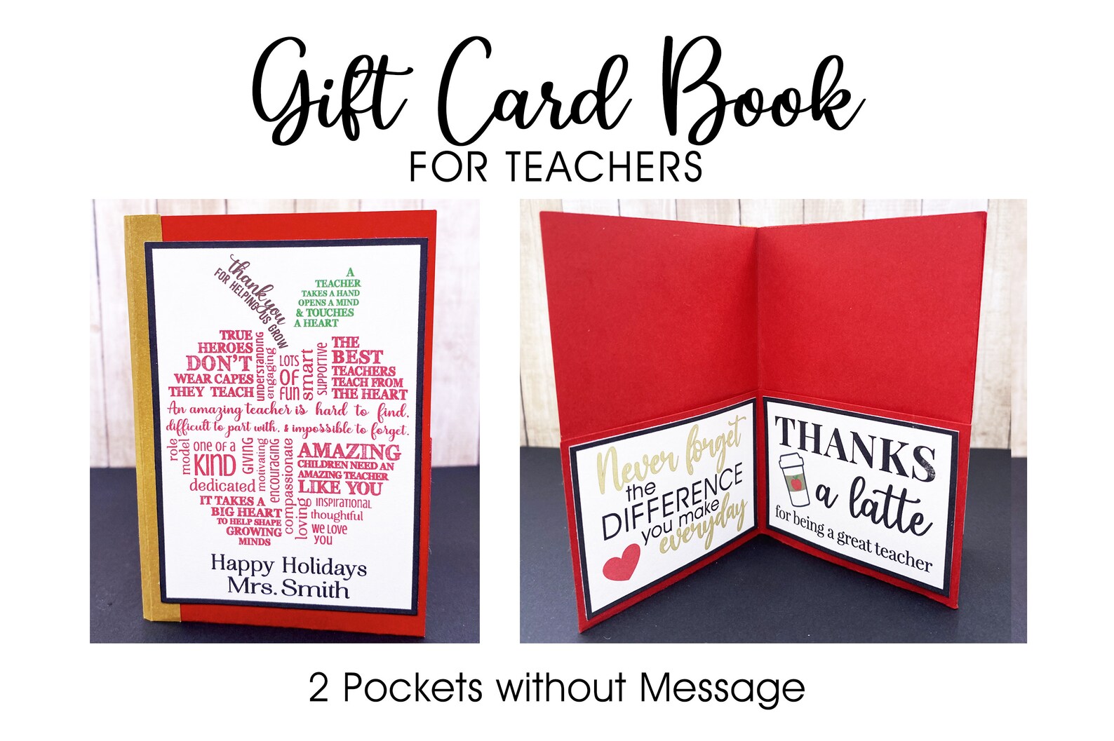 Personalized Holiday Gift Card Book for Teacher Appreciation. - Etsy