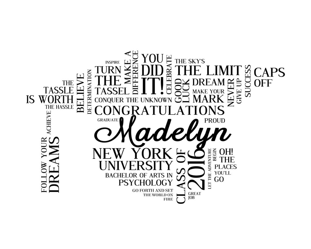 Personalized College Graduation Word Art. Graduation Gift. Digital ...