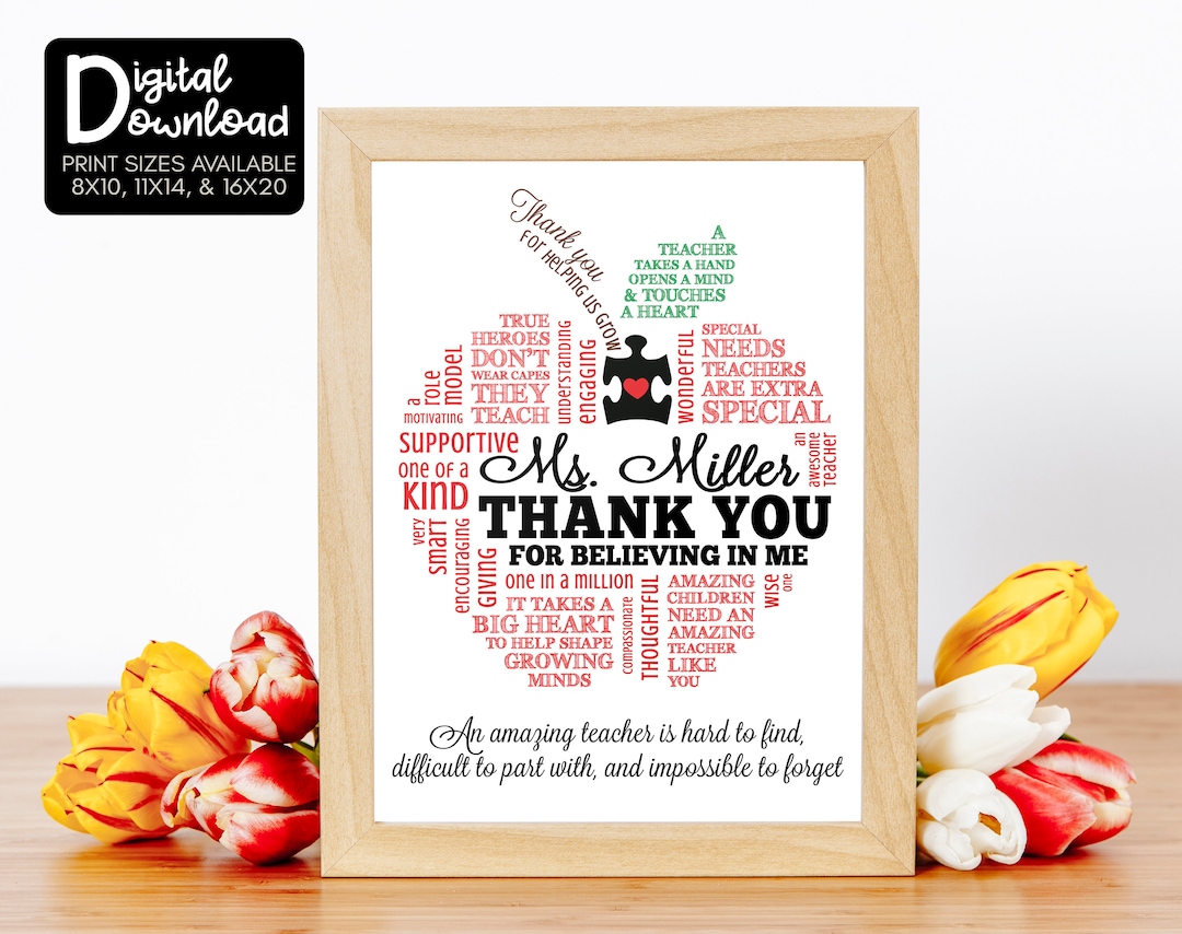 Special Needs Teacher Appreciation Gift. Personalized Autism Teacher ...