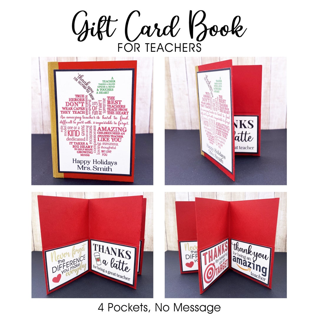 Personalized Holiday Gift Card Book for Teacher Appreciation. Christmas ...