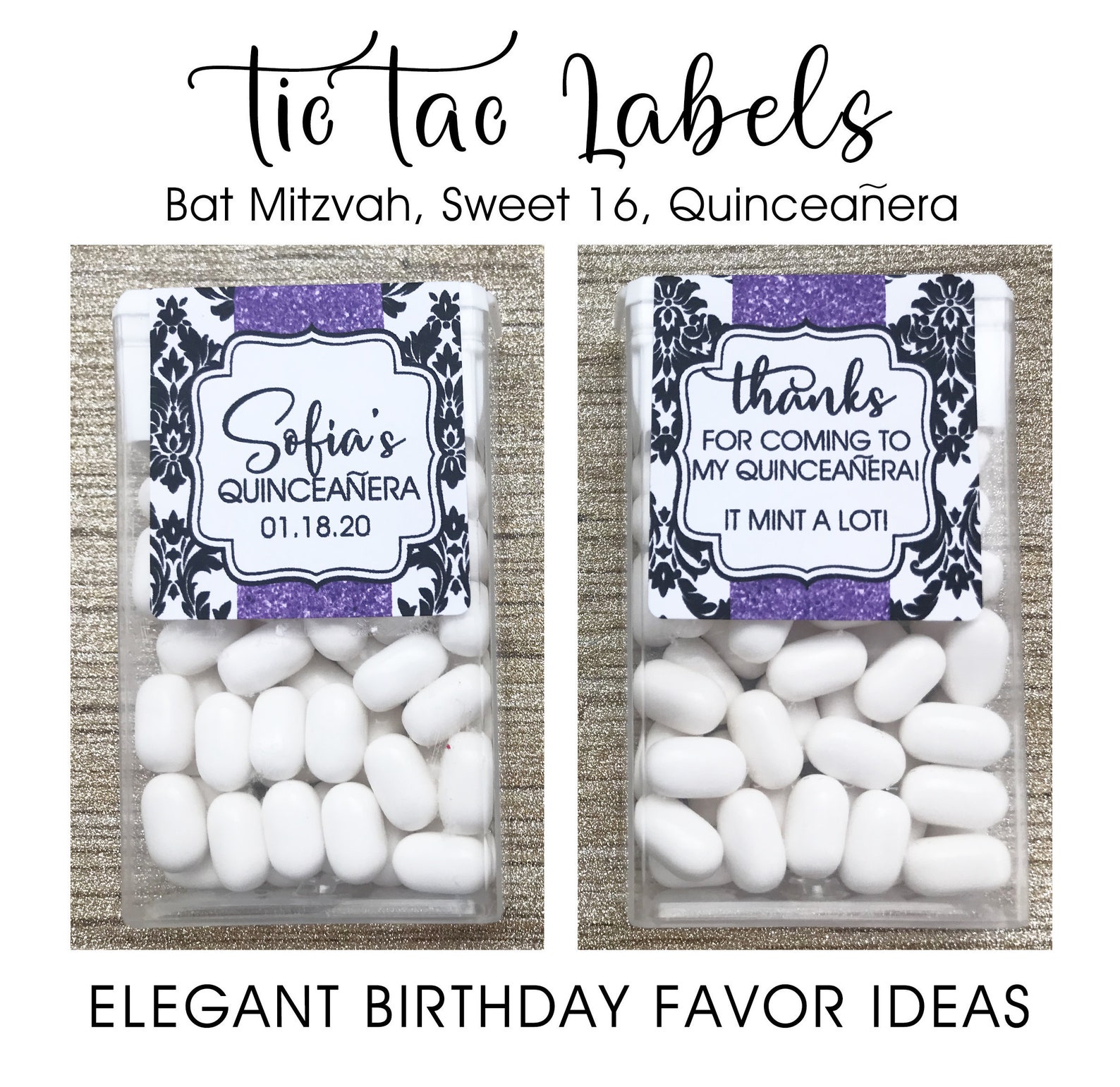 Quinceanera Tic Tac Labels. Sweet 16 Tic Tac Stickers. Quince - Etsy