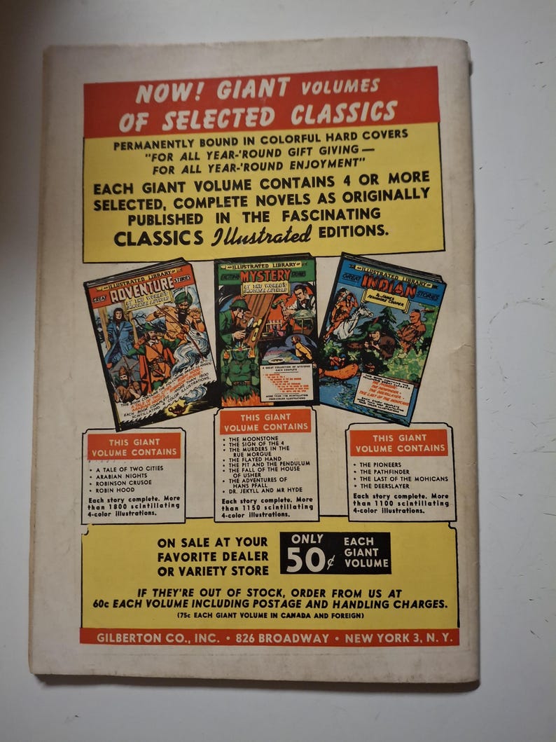 Vintage Classics Illustrated Comic Book Kidnapped HRN 87 - Etsy