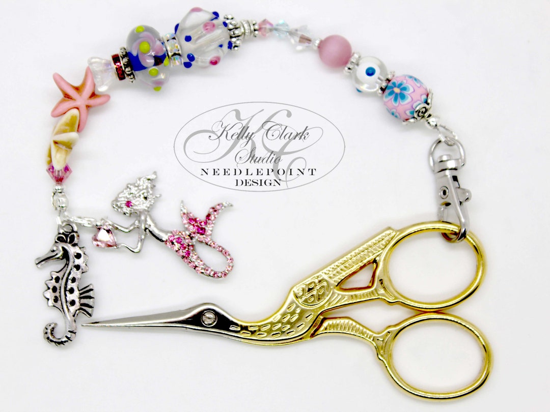 Mermaid-sea Horse Scissor Fob, Scissor Find, Lanyard Fob, Keyfob, Purse ...