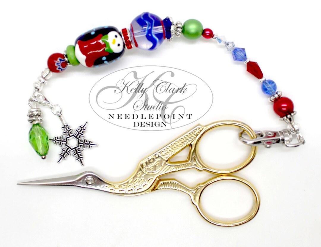 Snowflake-snowman Scissor Fob, Scissor Find, Lanyard Fob, Keyfob, Purse ...