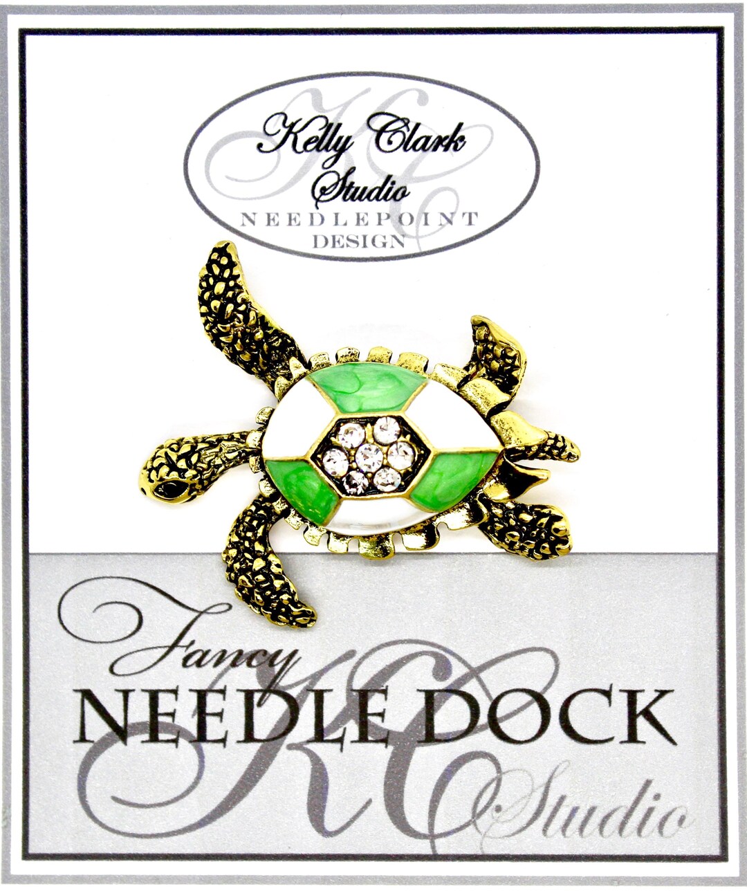 Mosaic Turtle Green & White Needle Dock, Canvas Magnet, Needle Minder ...