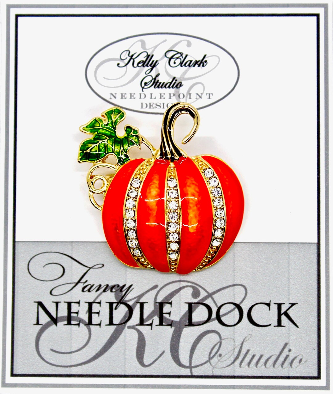 Crystal Lined Pumpkin Needle Dock, Canvas Magnet, Needle Minder, Needle Garage - Etsy