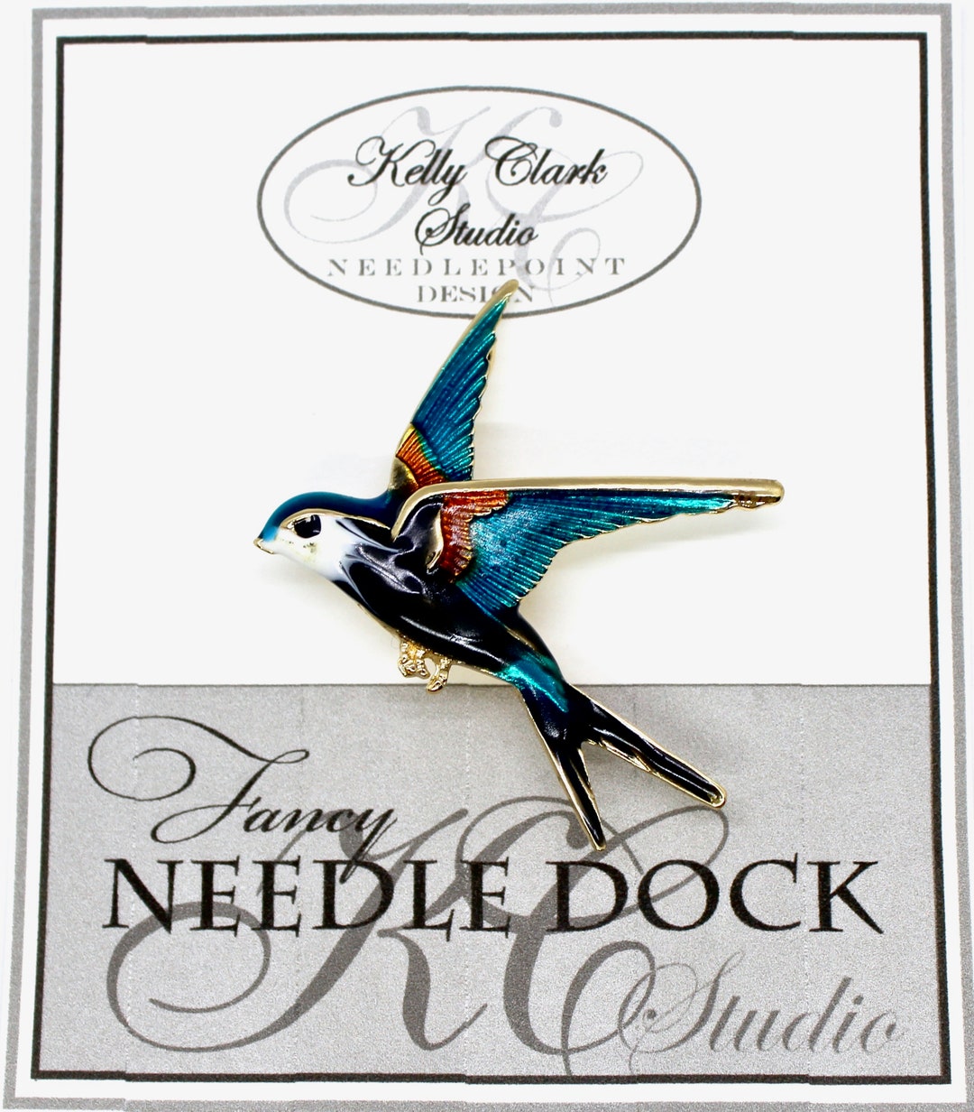 Blue Swallow Bird Needle Dock, Canvas Magnet, Needle Minder, Needle ...