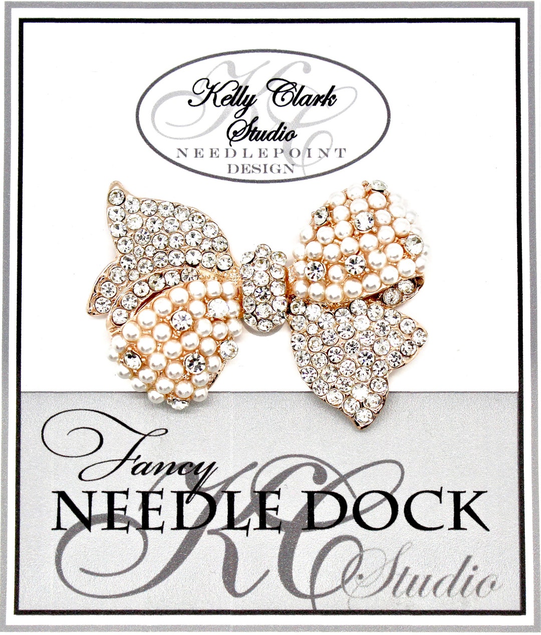 Crystal & Pearl Bow Needle Dock, Canvas Magnet, Needle Minder, Needle ...