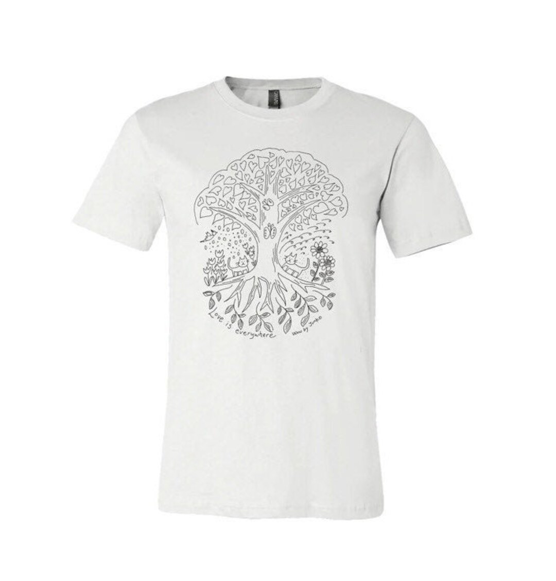 Tree Cats Coloring White T-shirt, Cat T-shirt, Coloring T-shirt, Cat ...
