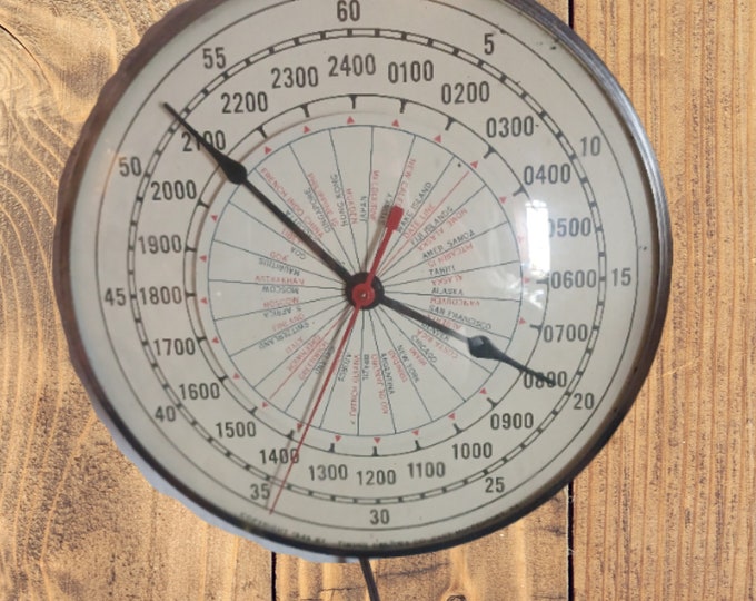 1950's Timing Device's Co. Military 24 Hour Electric World Wall Clock ...