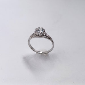 Vintage Sterling Silver LIND Filigree Cubic Zirconia Solitaire Ring ...