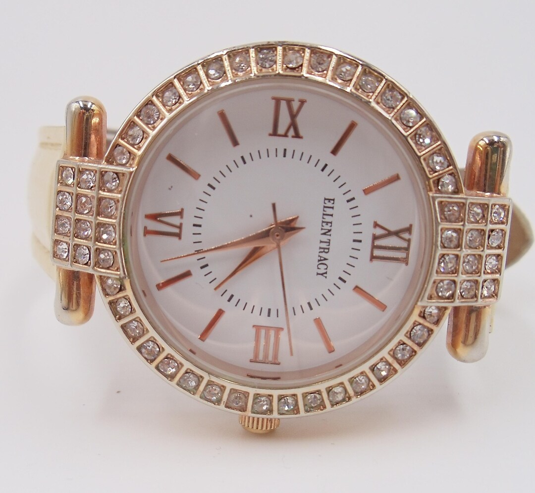 Ellen Tracy Rose Gold Tone Large Face Fashion Quartz Wrist Watch- New ...