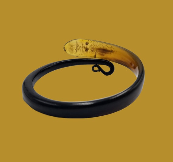 Antique Victorian Carved Horn Wrap Around Bypass Serp… - Gem