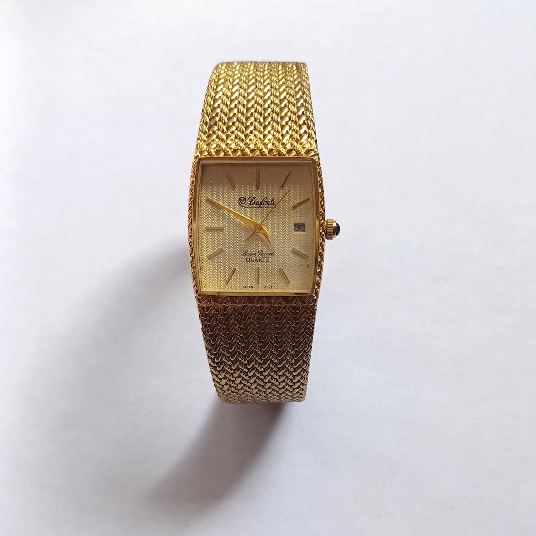 Ladies Vintage Dufonte Lucien Piccard Gold Tone Analog Quartz Watch ...