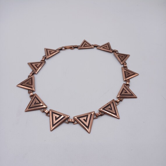 Solid Copper Geometric Southwest Panel Collar Necklace - Gem
